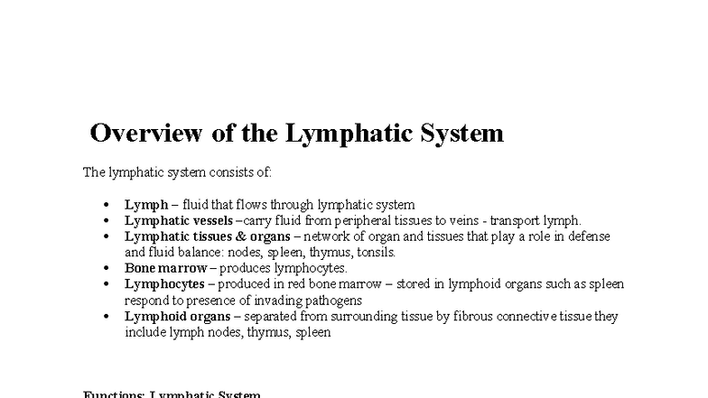 Lymphatic System Overview: Functions, Organs, and Immunity (BIO 101 ...