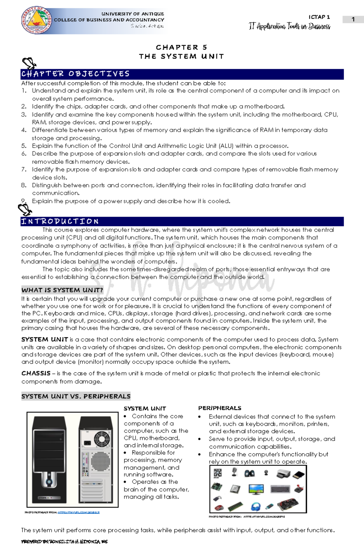 ICTAP 1 Chapter 5: Understanding the System Unit and Its Components ...