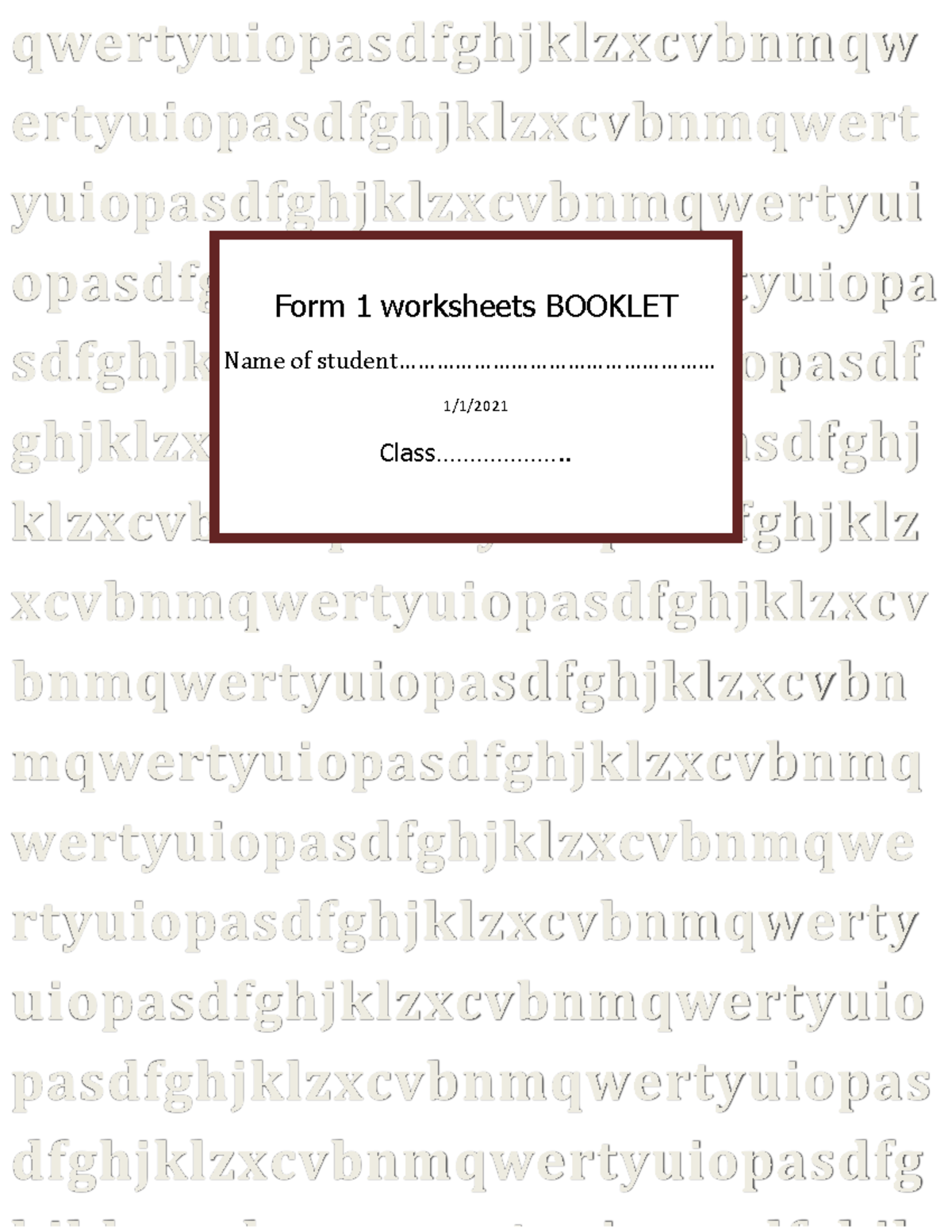 Form 1 Worksheets Booklet: Science, Tech & Society 2020 - Studocu