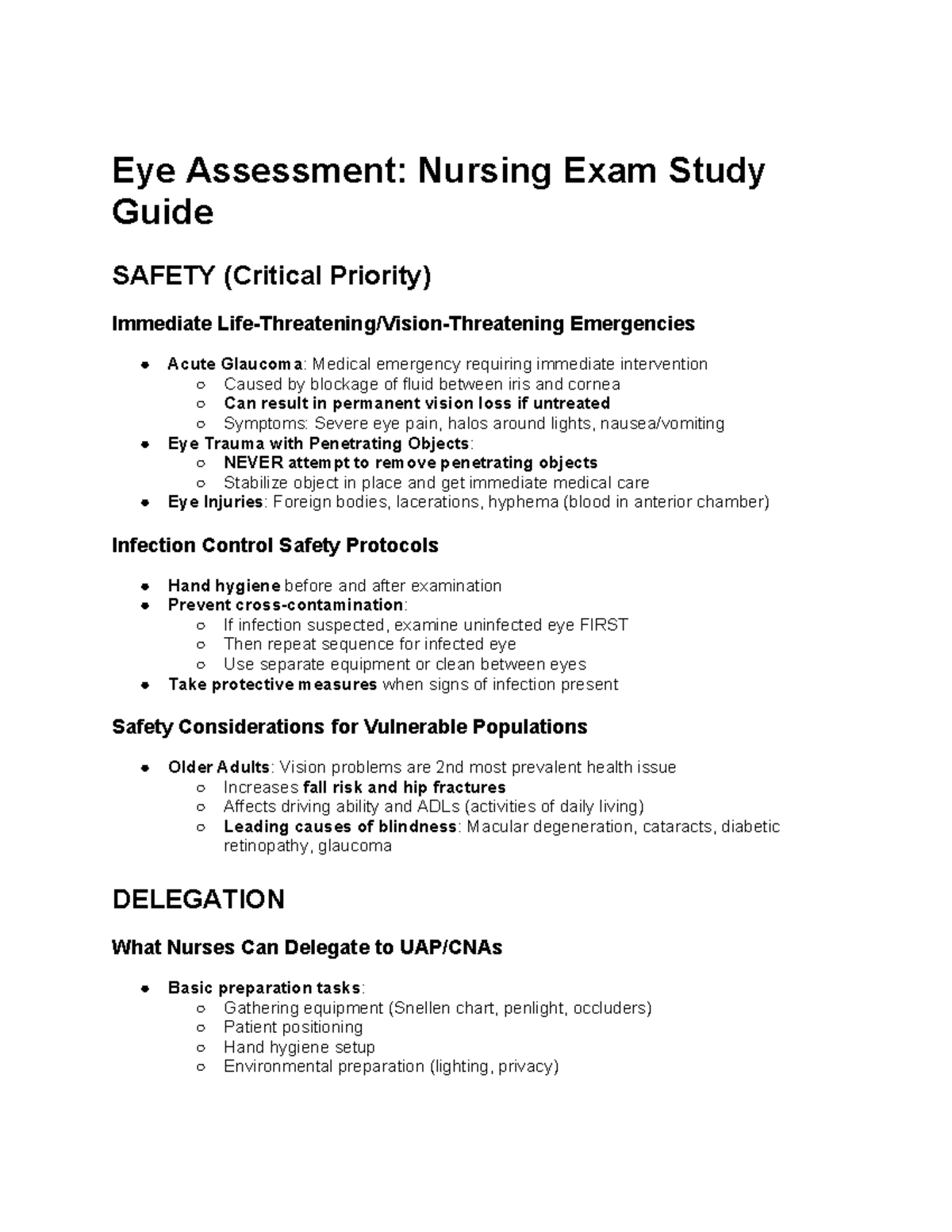 Eye Assessment Nursing Exam Study Guide: Critical Safety Protocols ...