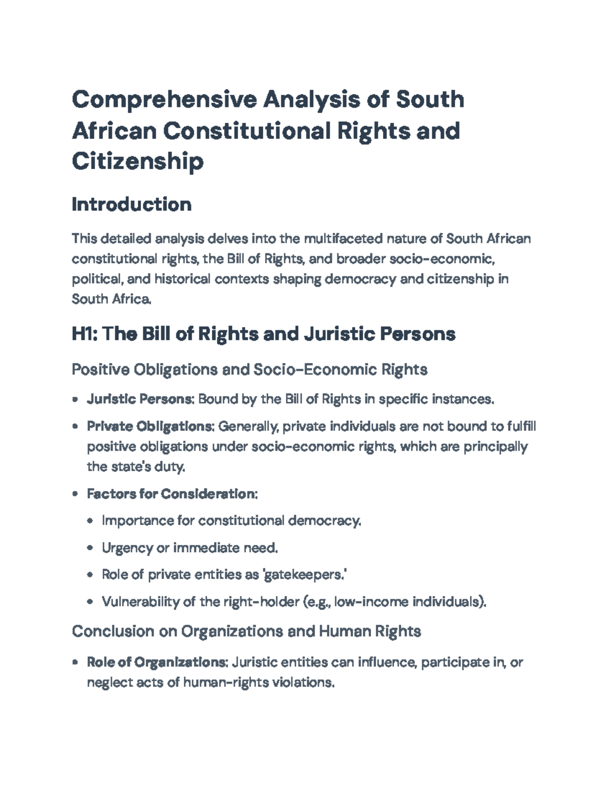 Comprehensive Study on SA Constitutional Rights & Citizenship (LAW 101 ...
