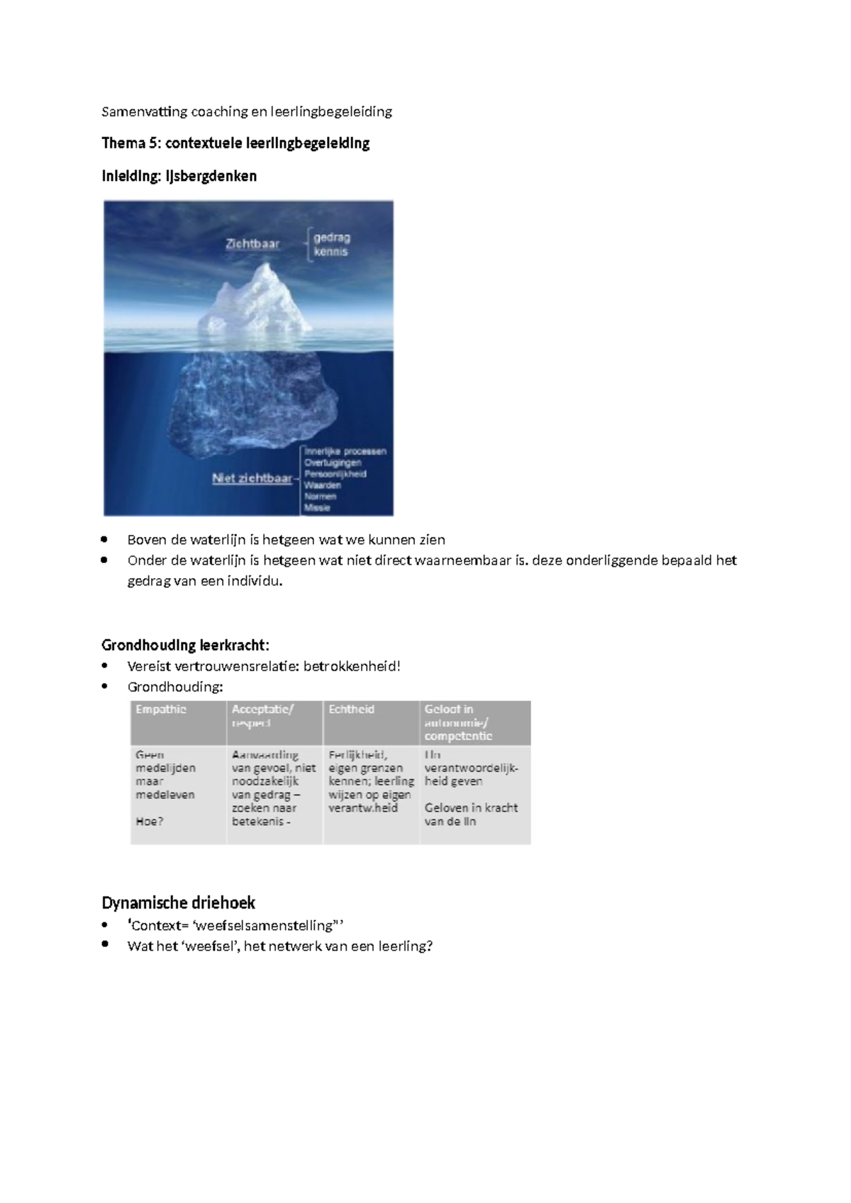 Samenvatting Coaching en Leerlingbegeleiding: Thema's en Modellen - Studocu