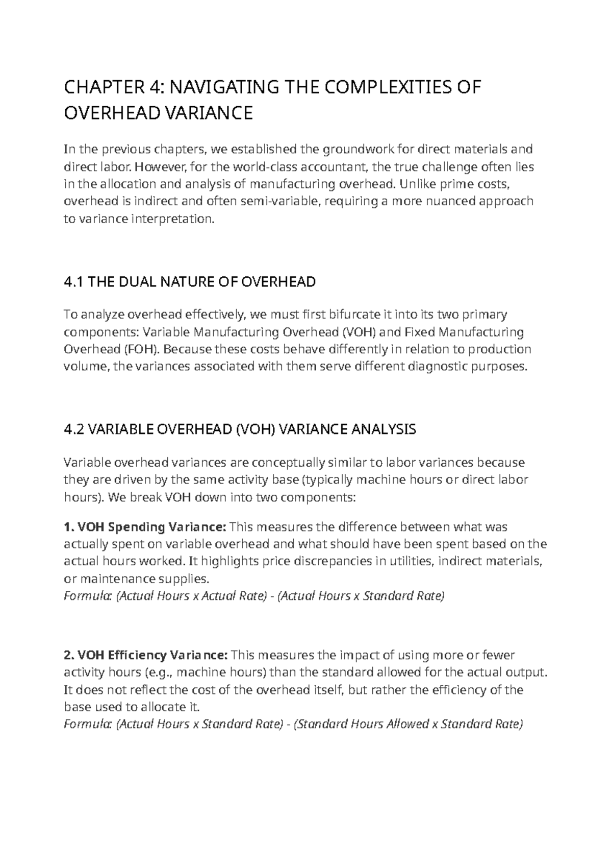 CHAPTER 4: OVERHEAD VARIANCE ANALYSIS IN COSTING - Studocu