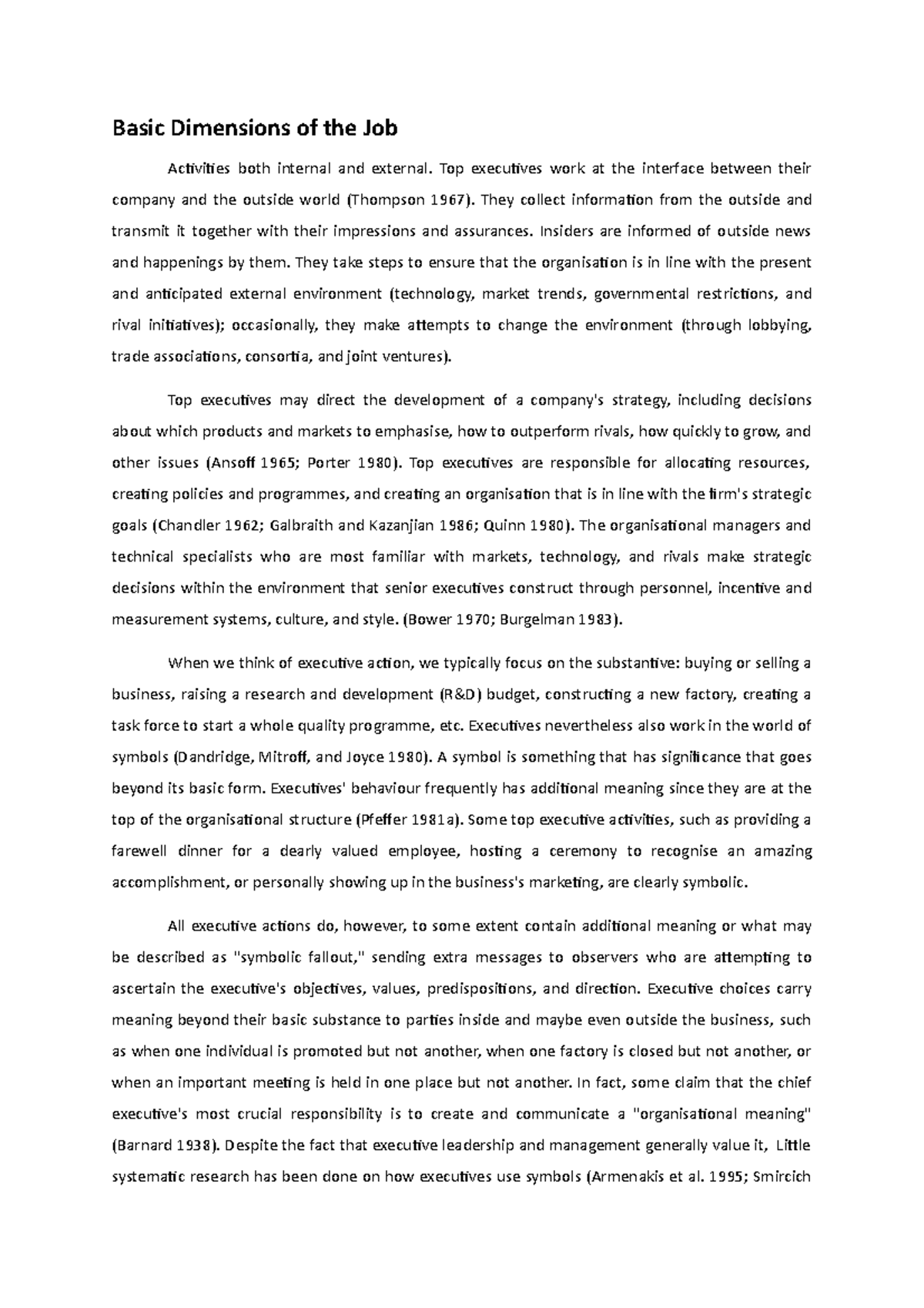 Basic Dimensions of the Job - Basic Dimensions of the Job Activities ...