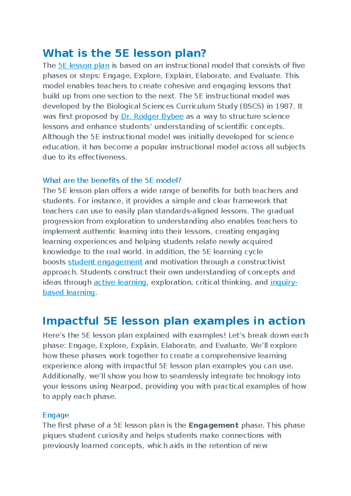 5E Lesson Plan Overview: Engaging Teaching Strategies & Benefits - Studocu