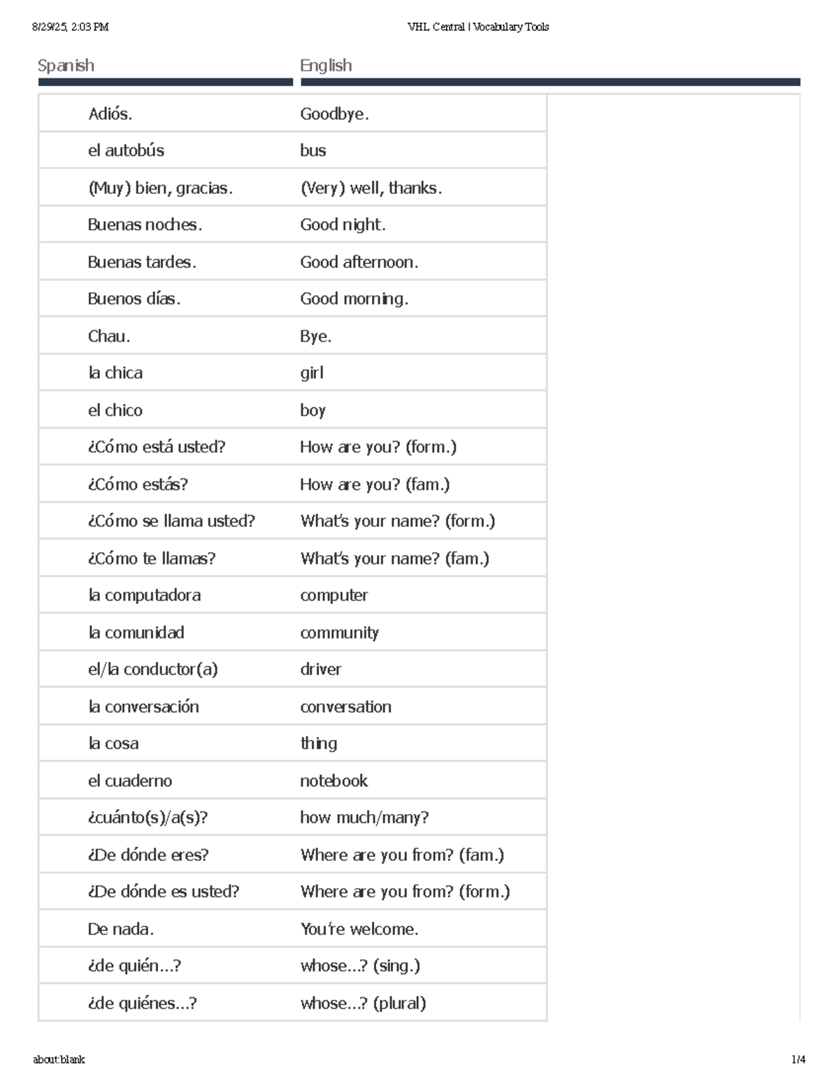 Spanish Vocabulary Lesson: Basic Greetings and Phrases - Studocu