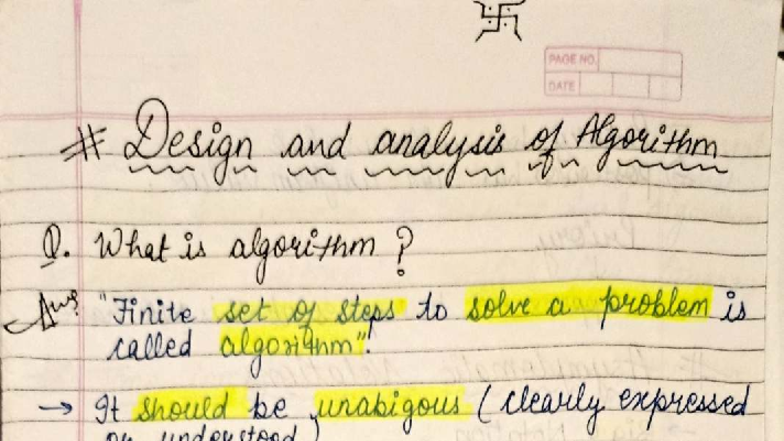 DAA 101: Design and Analysis of Algorithms Notes - Studocu