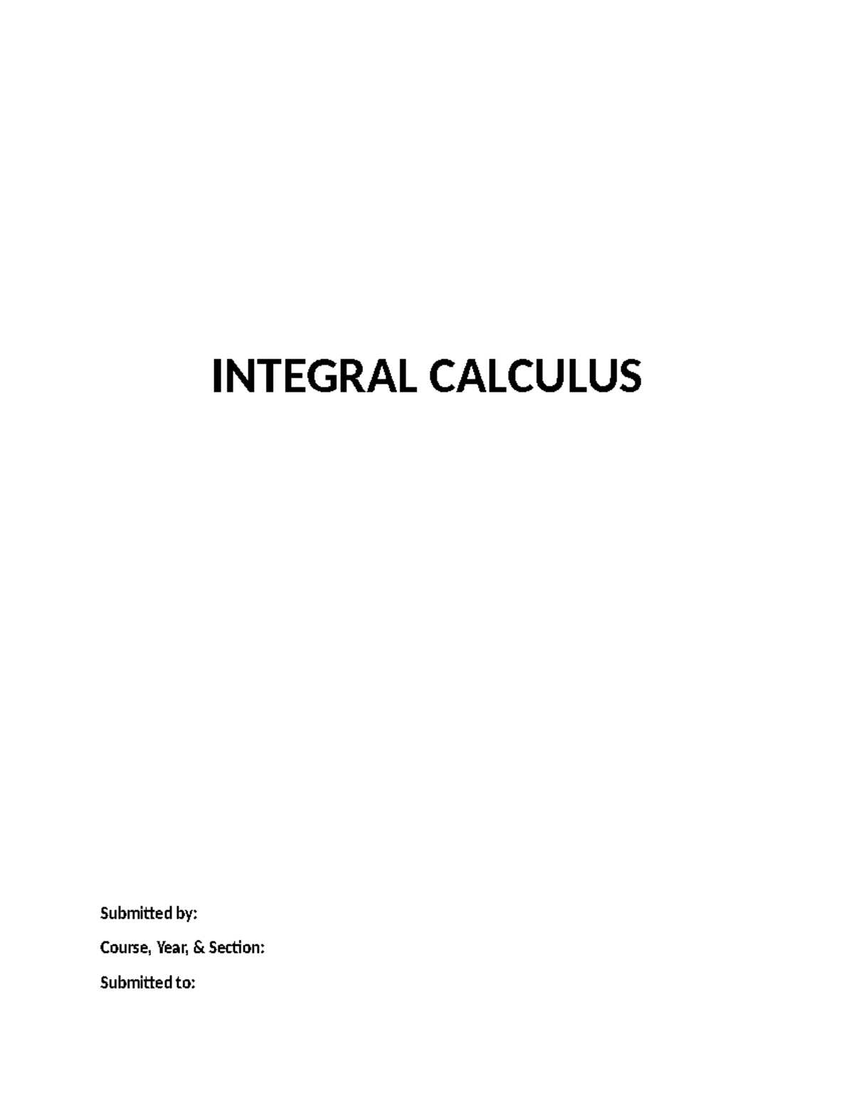 Integral Calculus Workbook: Antidifferentiation & Integration ...