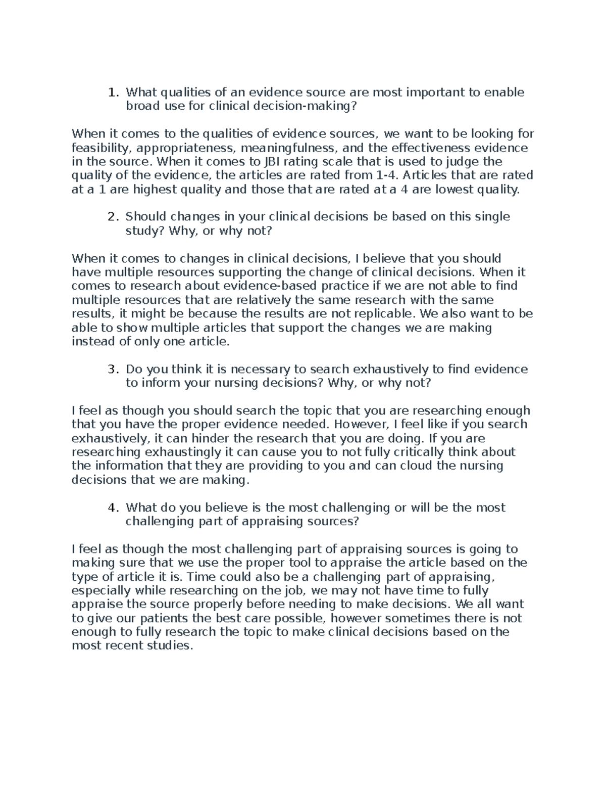 Mod 1 Critical Thinking: Evaluating Evidence for Clinical Decisions ...