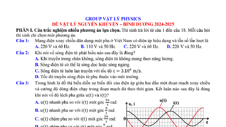 GROUP VÂT LÝ PHYSICS DÈ VAT LY NGUYÉN KHUYẾN BÌNH DUONG - Câu Trắc ...