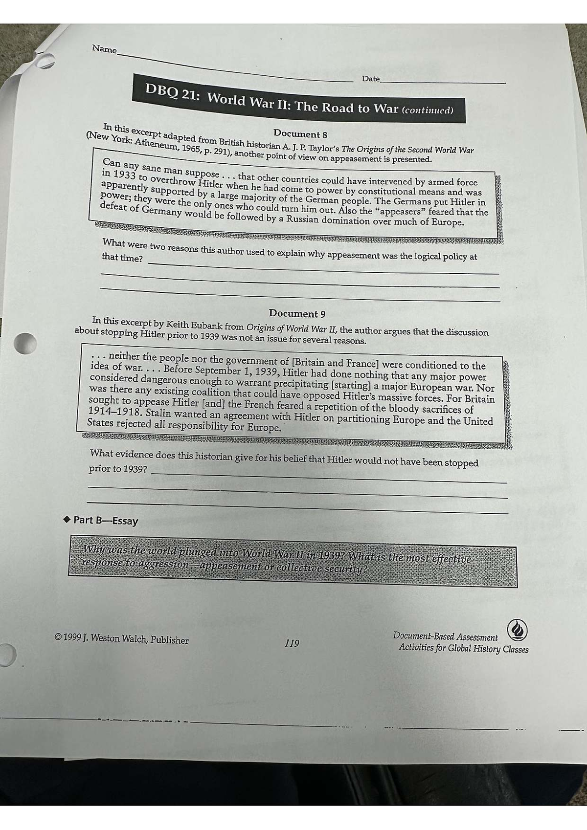 IMG 6026 - DBQ: World War II Origins and Appeasement Analysis - Studocu