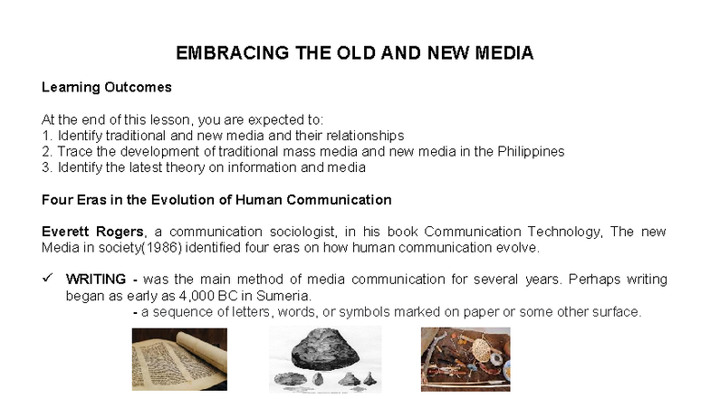 EMB 101: Embracing Old & New Media - Lesson Overview - Studocu