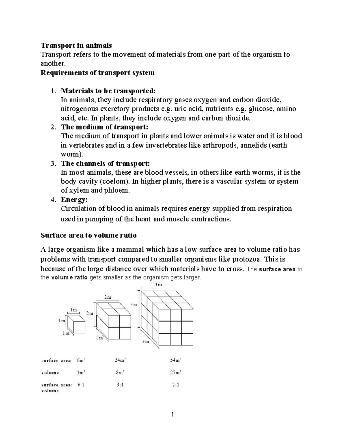 5543665 S2 Biology Notes: Transport in Animals - 2018 Overview - Studocu