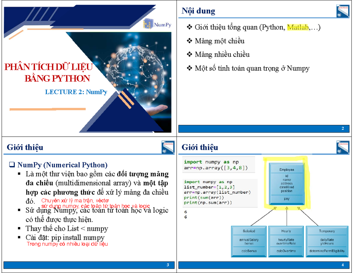 Update-Lecture 2 - Numpy - SV-2024 - PHÂN TÍCH DỮ LIỆU BẰNG PYTHONLECTURE 2: NumPy Nội dung Giới ...