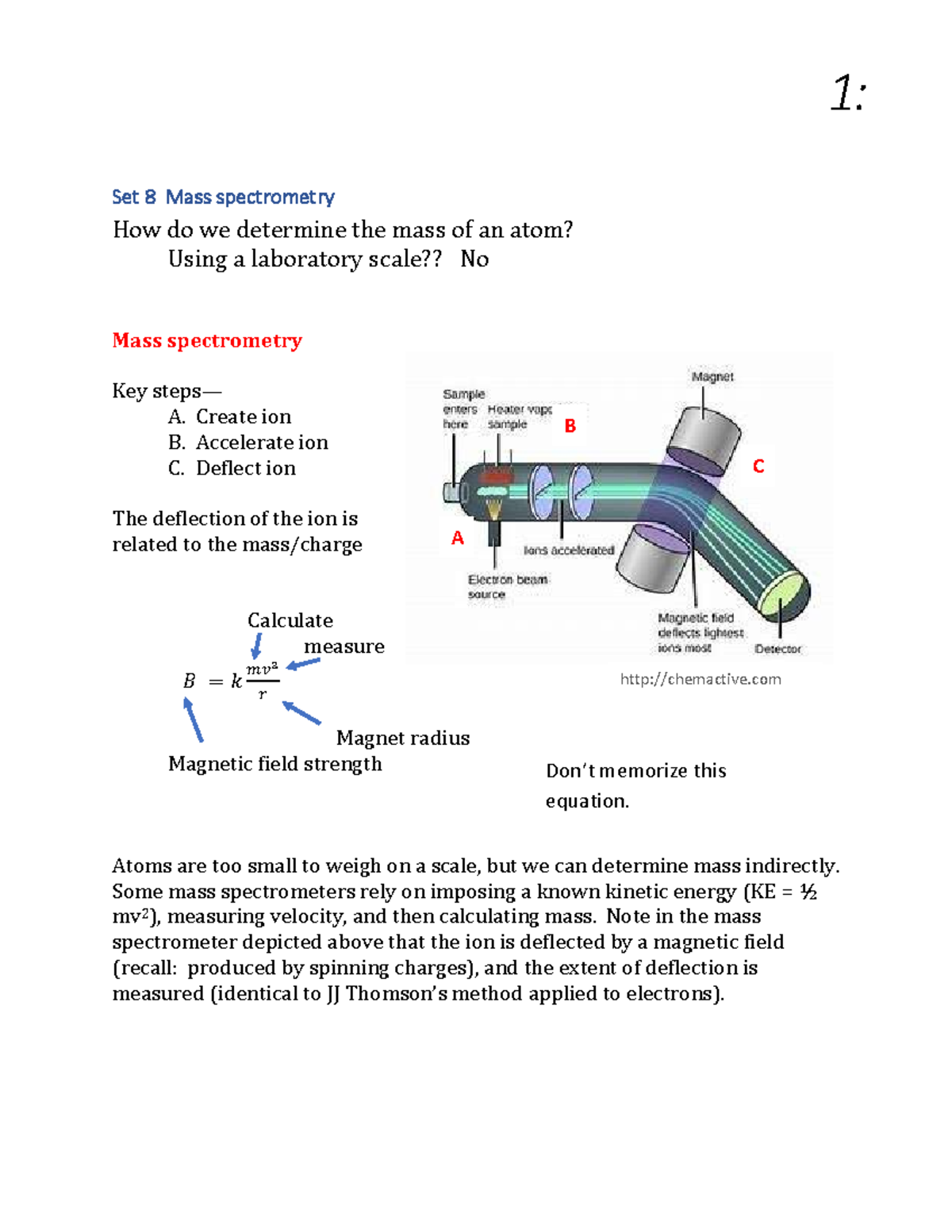 Set 8: Mass Spectrometry Concepts and Applications - Studocu