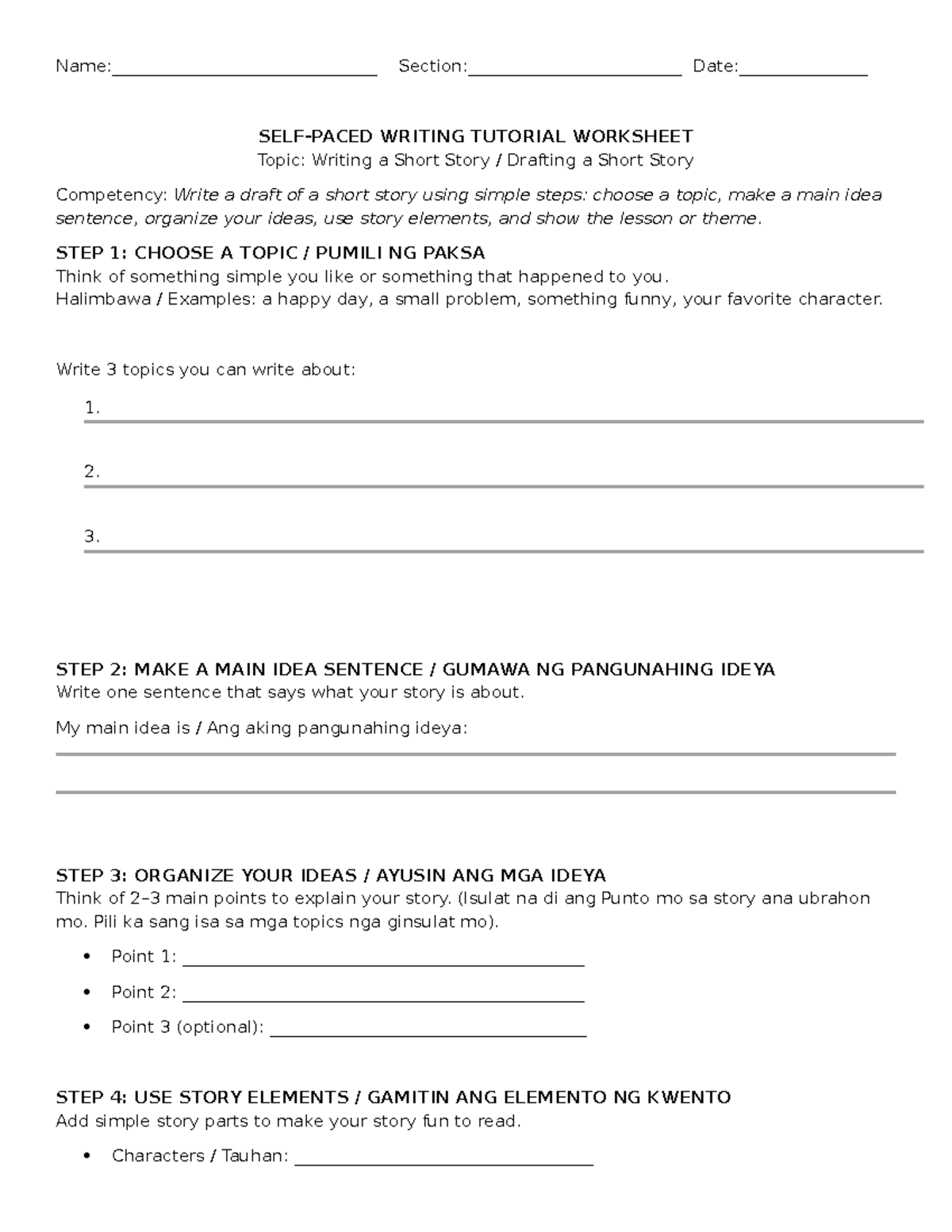 Creative Non-Fiction Writing Strategy: Short Story Drafting Guide - Studocu