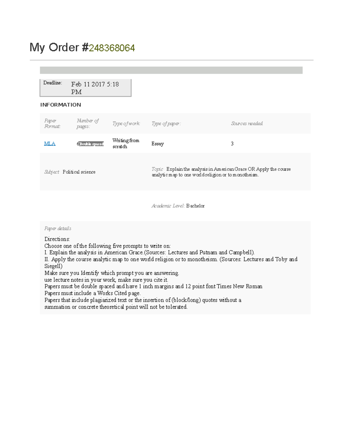 #248368064 - Best Grades Ever - My Order # 248368064 Deadline: Feb 11 ...
