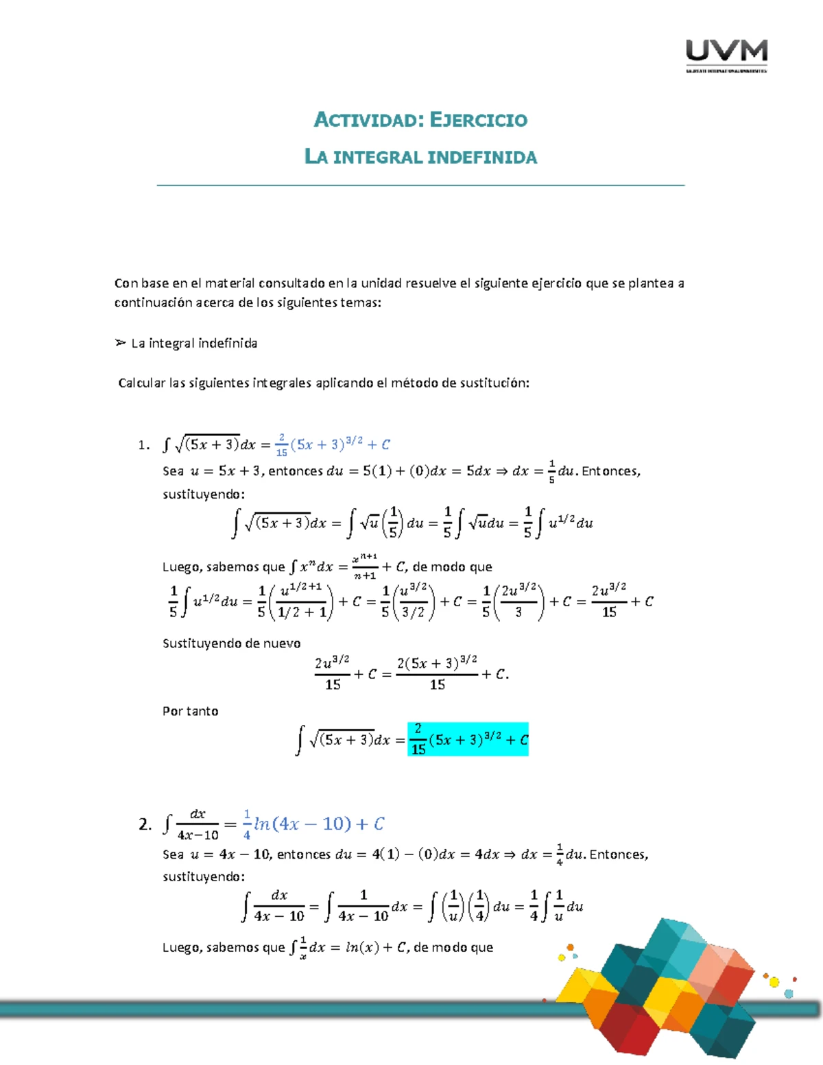 ACTIVIDAD 6 -CASOS PRÁCTICOS LA INTEGRAL DEFINIDA- CALCULO -6 Casos prácticos - Calculo ...