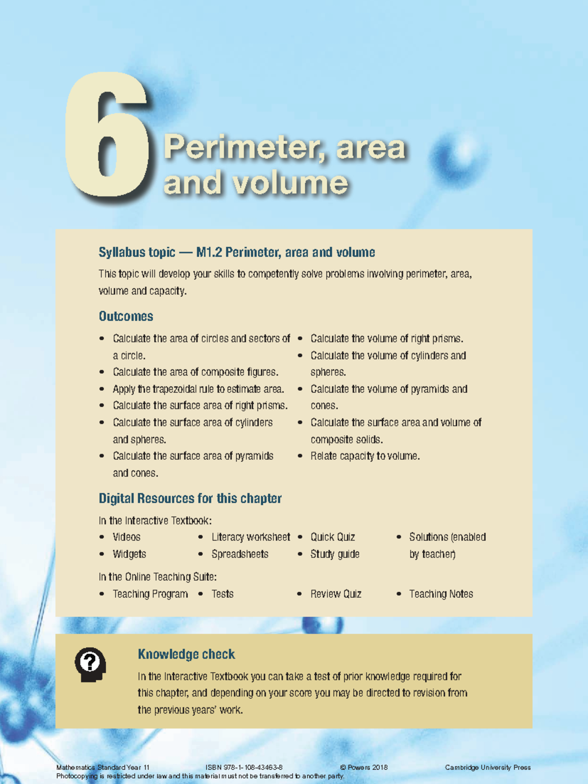 Chapter 6: Perimeter, Area, and Volume - M1.2 Syllabus Overview - Studocu