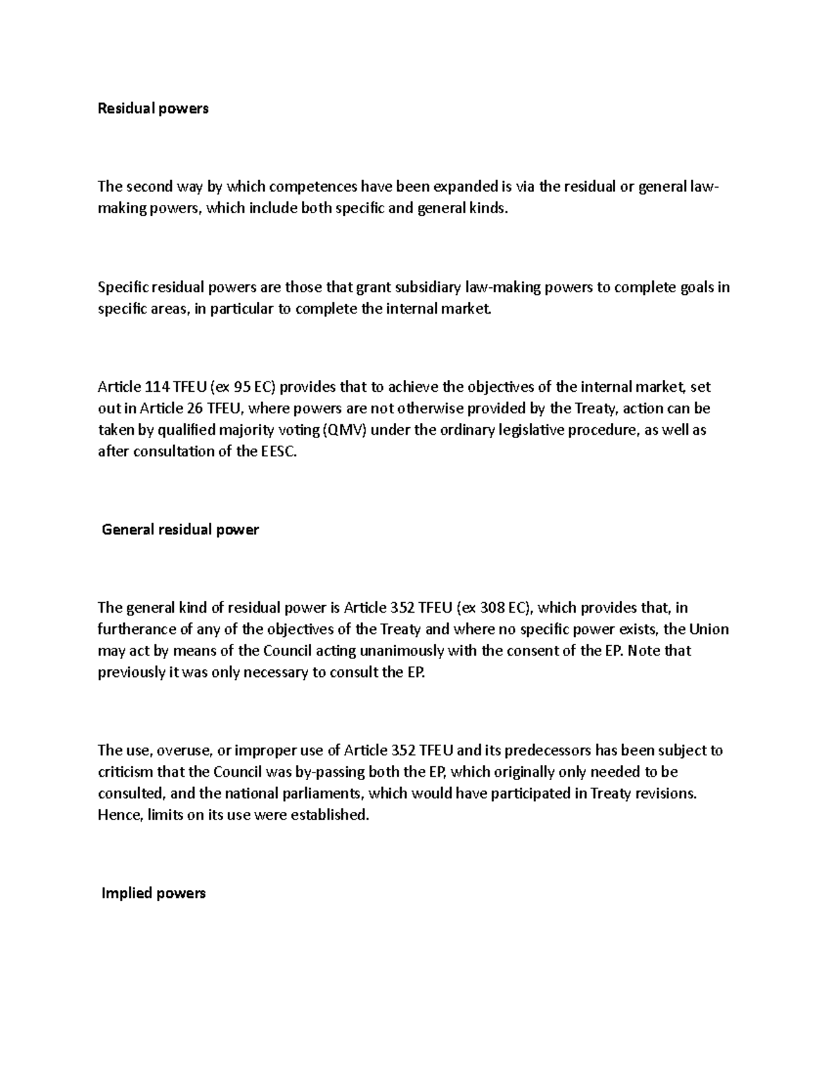 Residual powers - Eu Law Directions - Residual powers The second way by ...