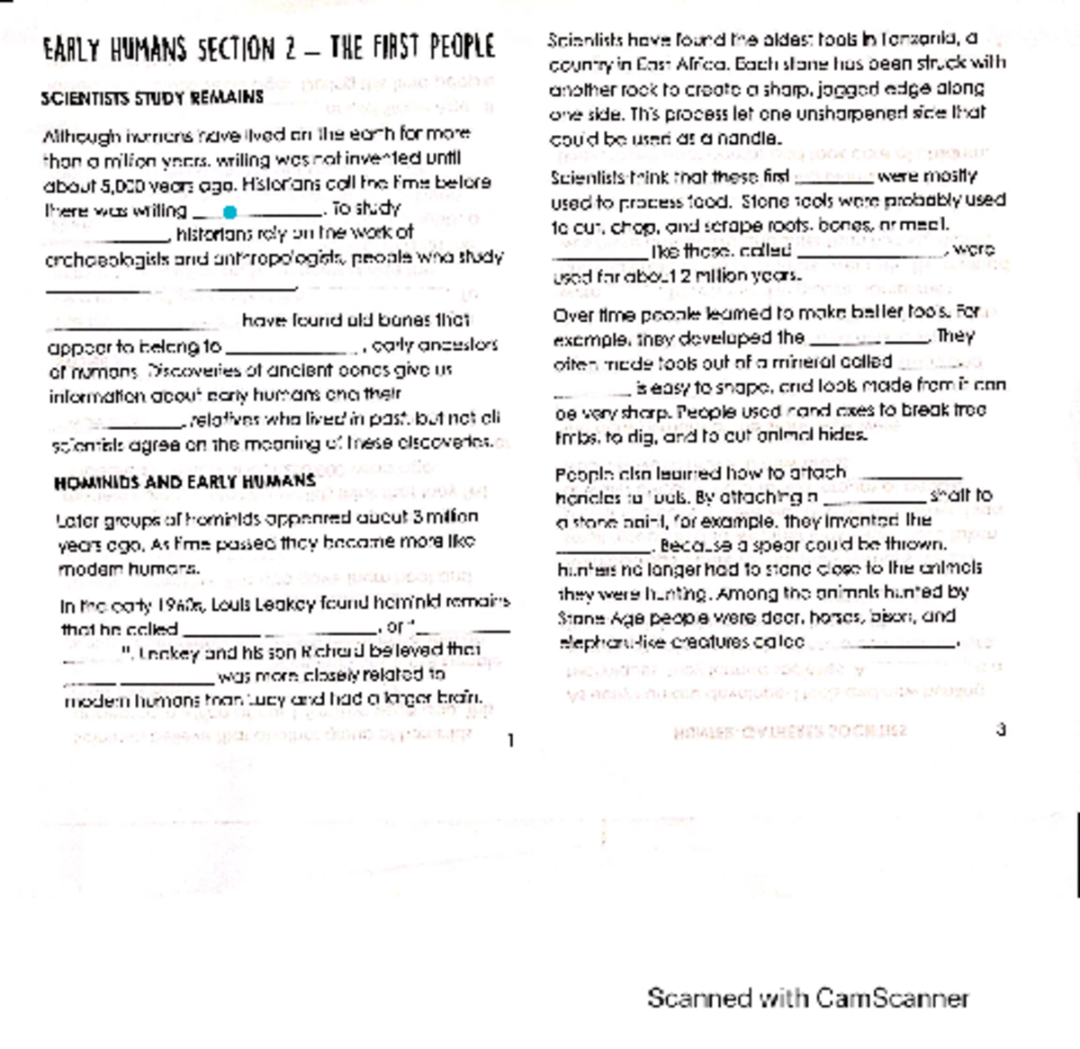 Early humans sect2 notes - EARLY HUMANS SECTION 2 THE FIRST PEOPLE ...
