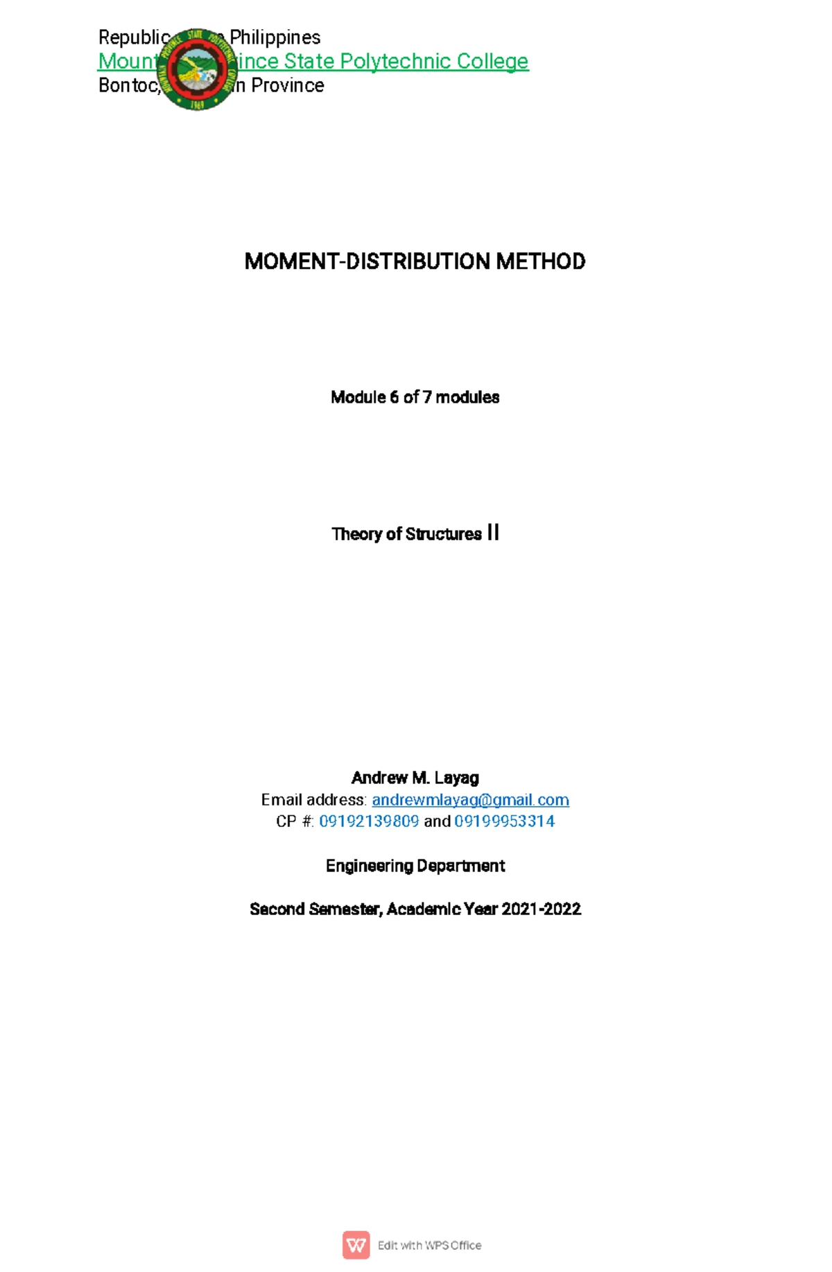 Structural Theory II: Analysis of Beams and Frames (Module 3) - Studocu