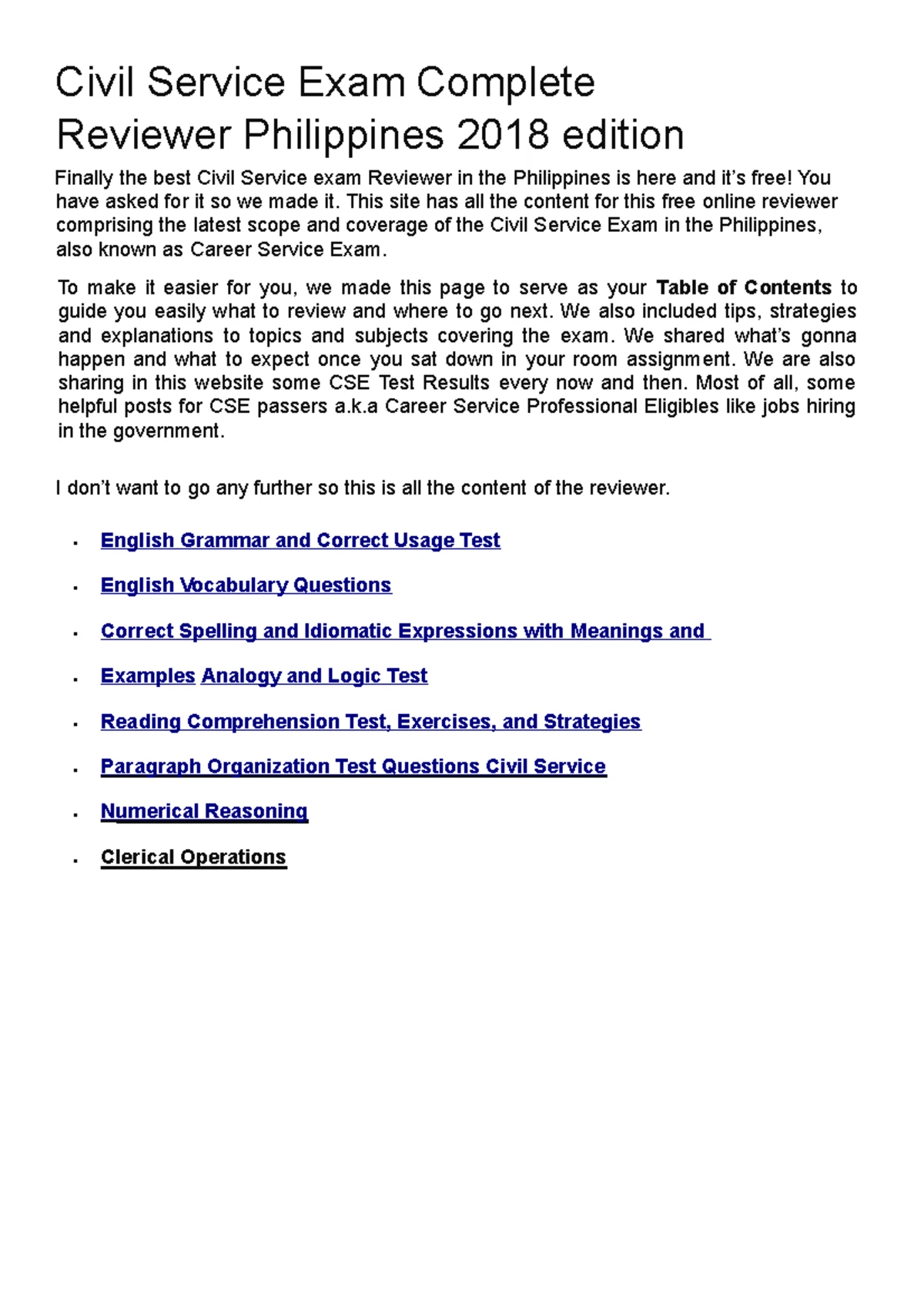 CSE Complete Reviewer 2020 Civil service - Studocu