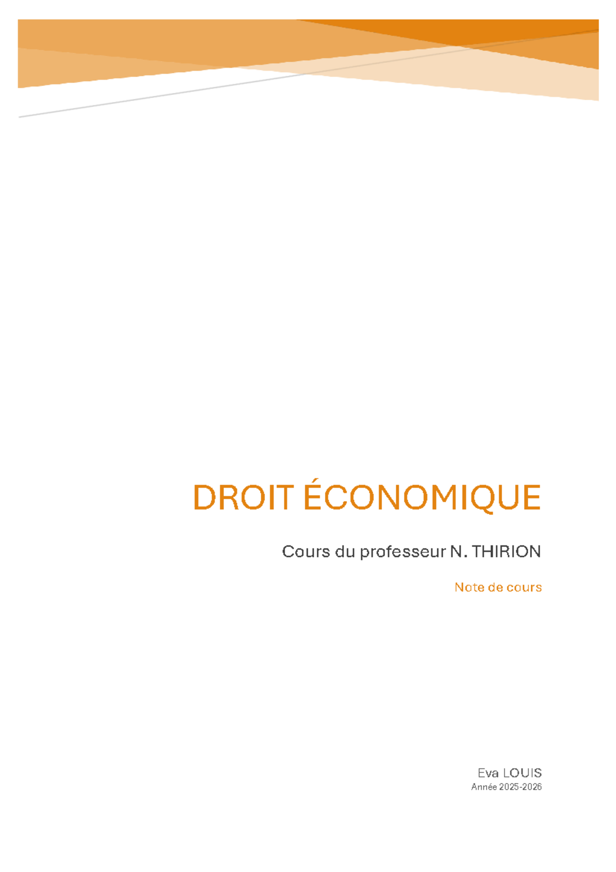 DROIT ÉCONOMIQUE - Notes de Cours Oral par Eva Louis - Studocu