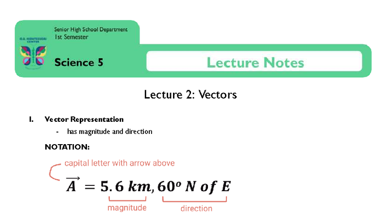 SCI 5 Lecture Notes: Understanding Vectors and Their Components - Studocu