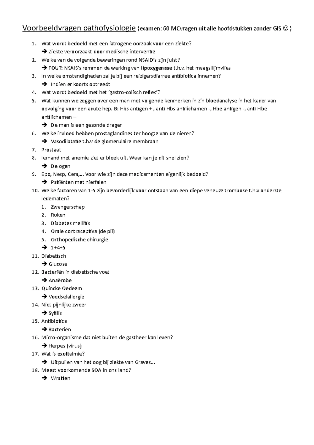 Pathofysiologie: Uitgebreide Samenvatting van Ziekte Mechanismen - Studocu