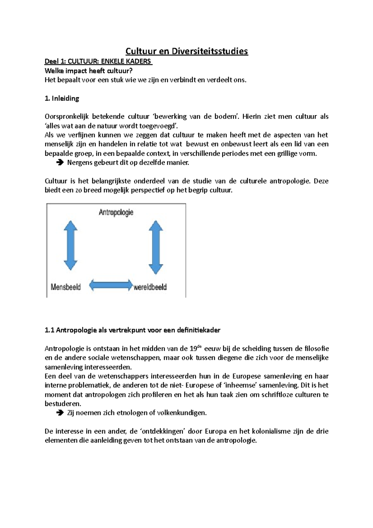 Cultuur en Diversiteitsstudies - 1. Inleiding Oorspronkelijk betekende ...