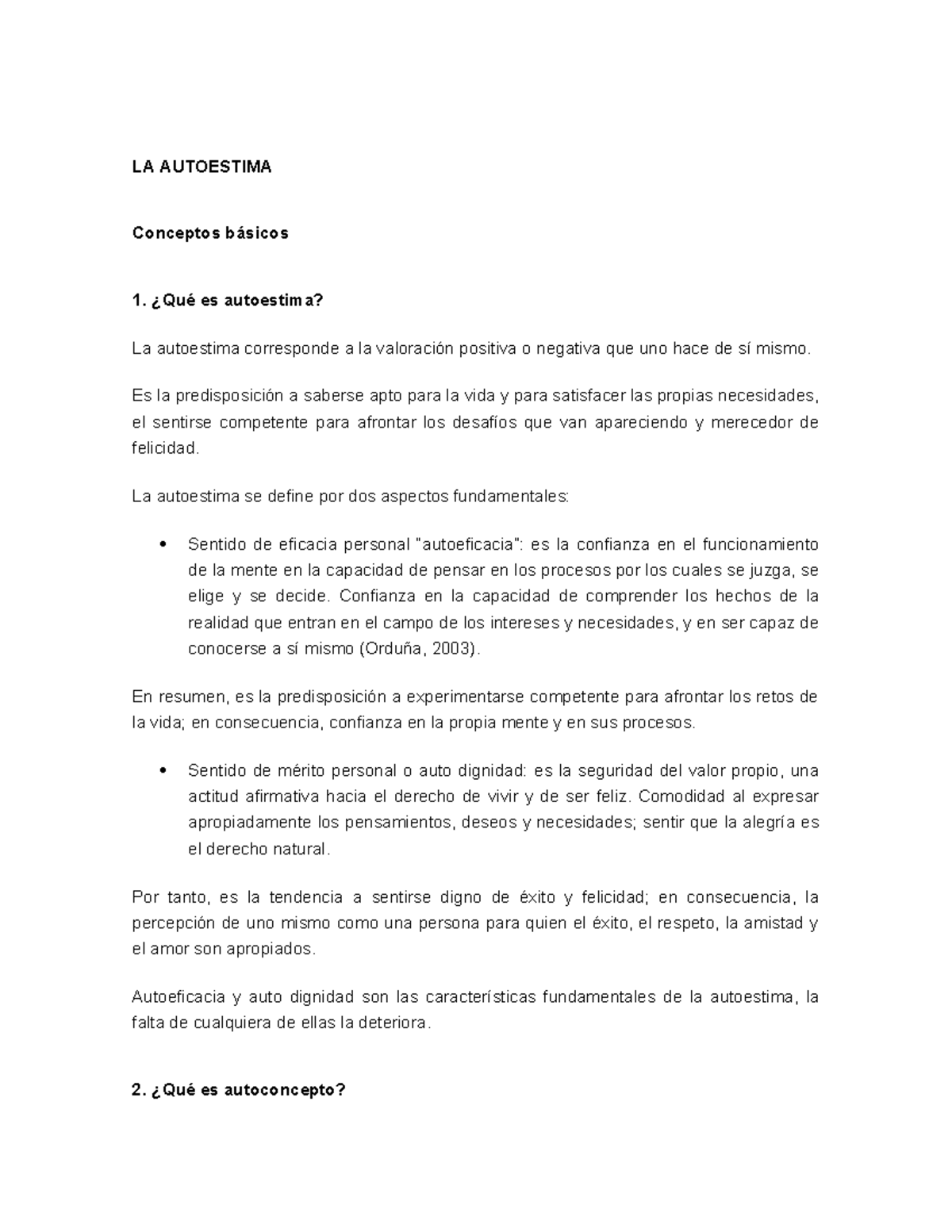 Autoestima: Conceptos, Importancia y Consecuencias en la Vida - Studocu