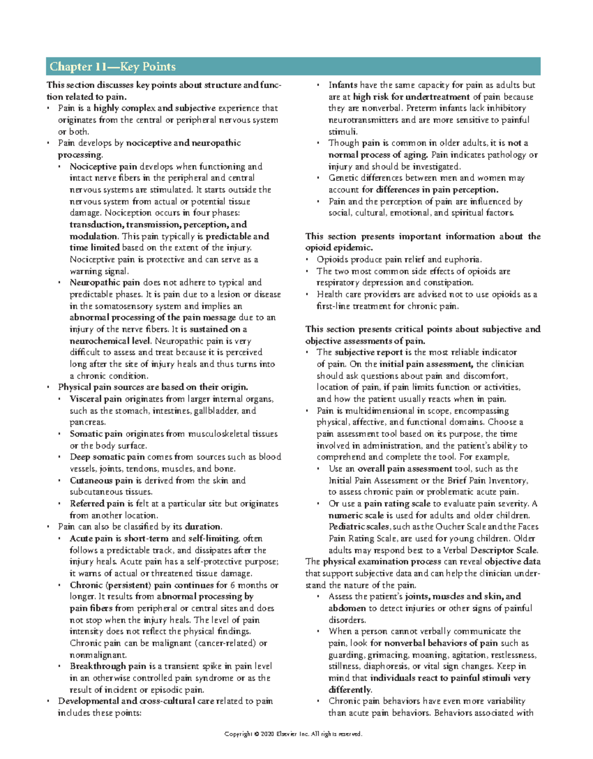 Comprehensive Pain Assessment: Key Points for NURS 202 - Studocu