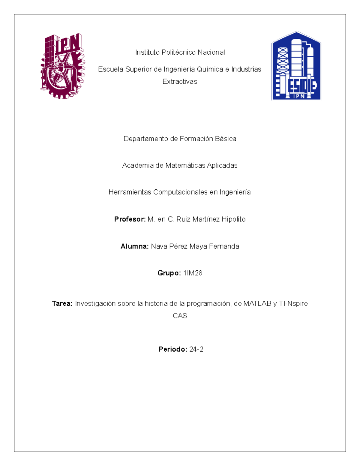Investigación sobre la Historia de la Programación y MATLAB - 1IM28 - Studocu