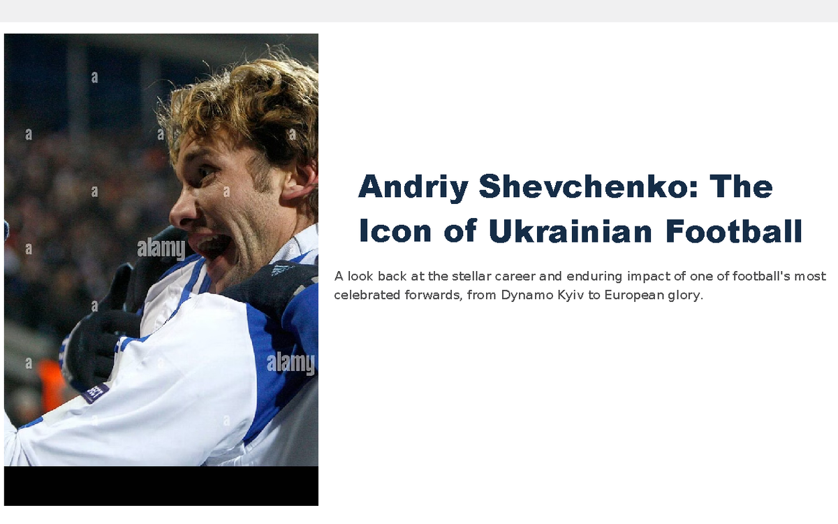 Andriy Shevchenko: A Legacy of Excellence in Ukrainian Football - Studocu