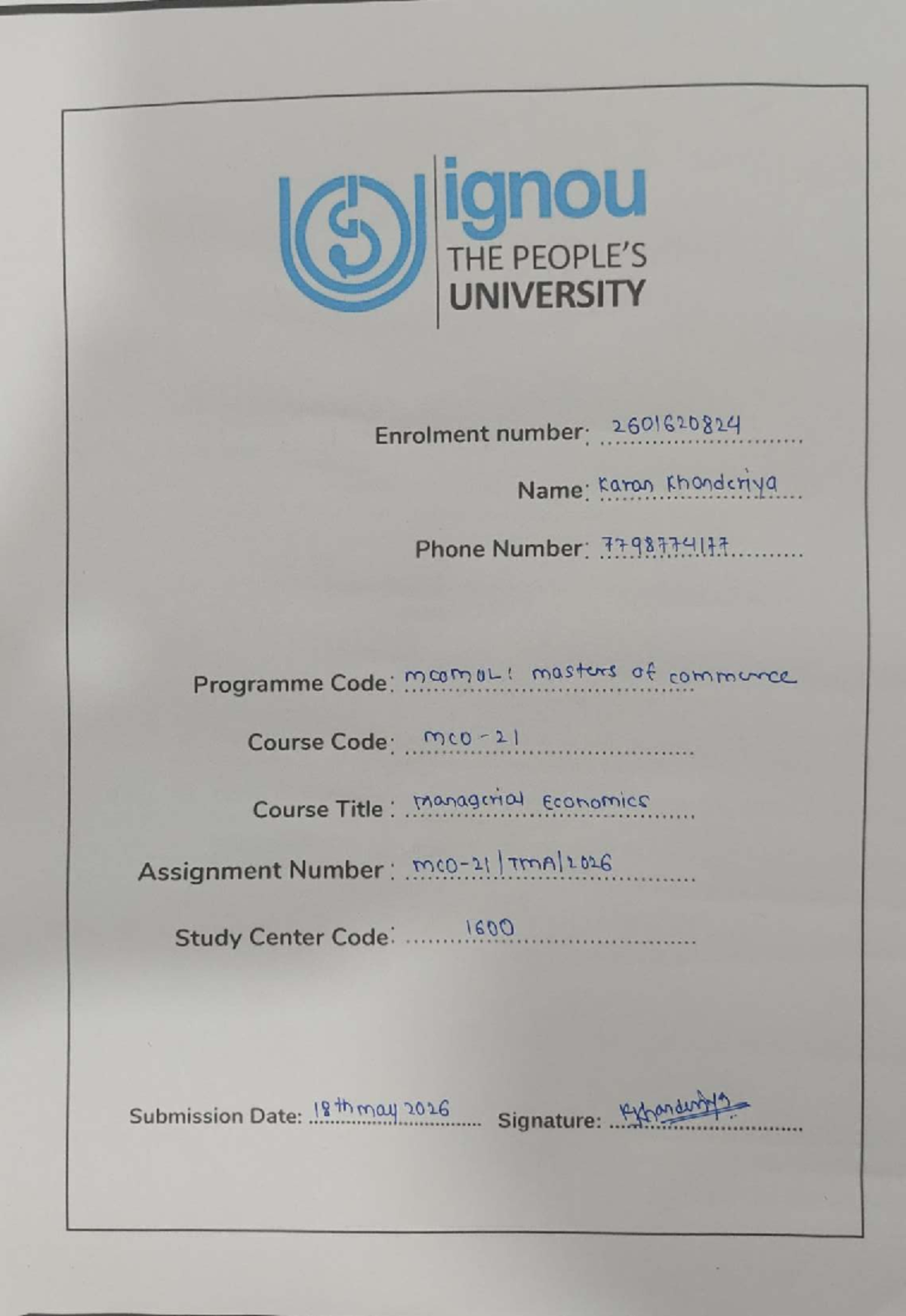 MCO 21 TMA 2026 - Managerial Economics Assignment Overview - Studocu