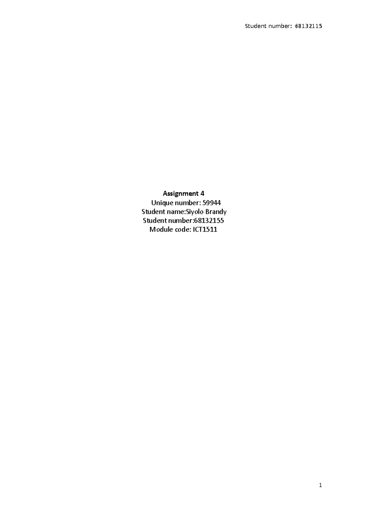 ICT1511 Assignment 4: Hierarchy Chart and Algorithm Overview - Studocu