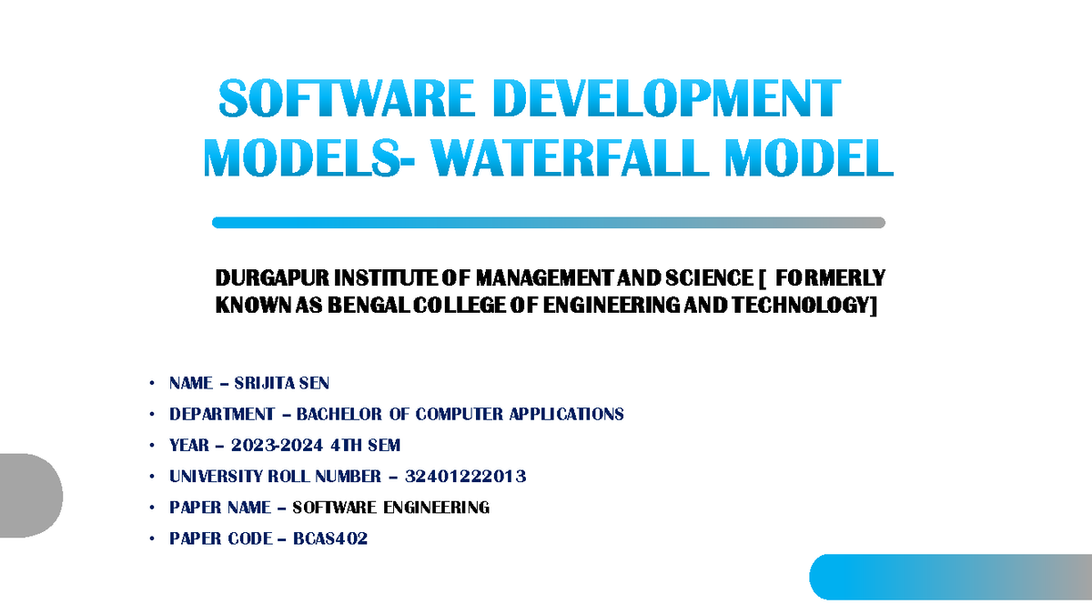 Waterfall Model Analysis - Software Engineering BCAS 4th Sem - Studocu