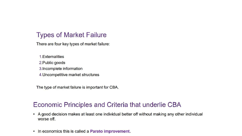 ECON2101 Week 1 Lecture Notes: Types of Market Failure and CBA - Studocu