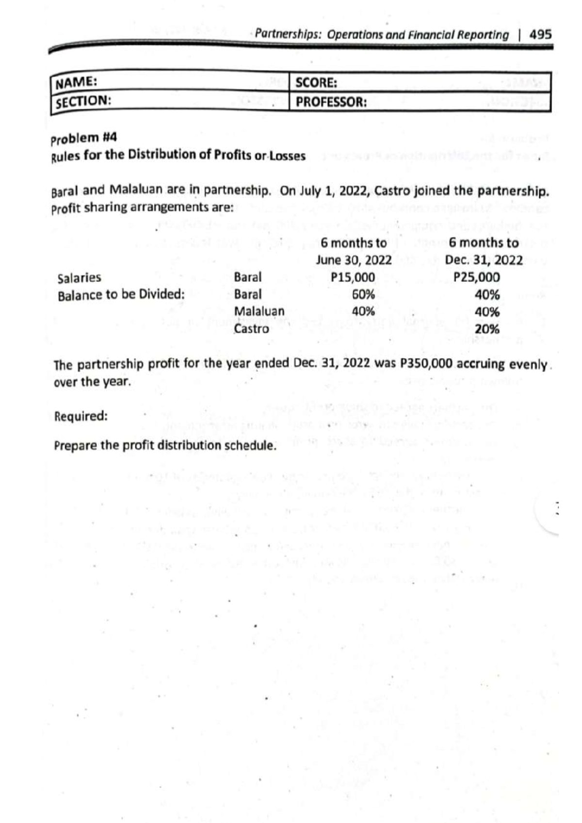 Partnership Profit Distribution Rules: OP & FIN REP 495 - Studocu