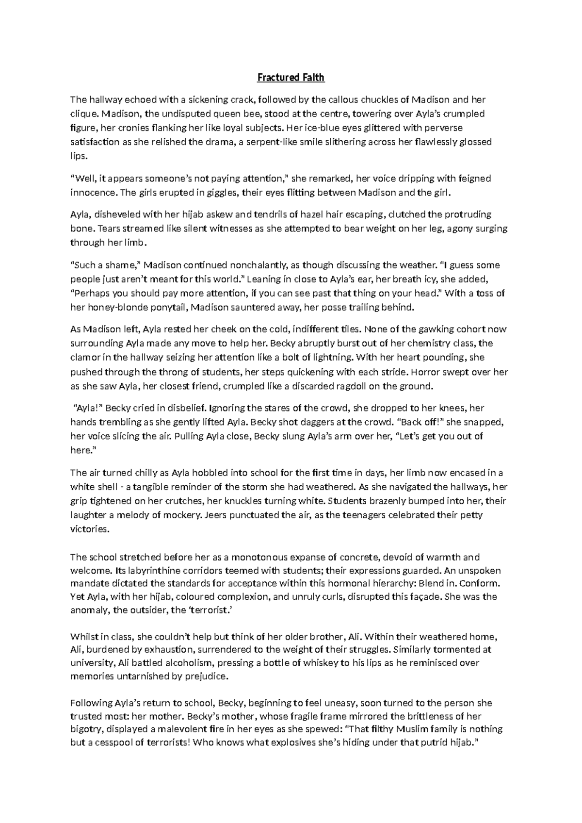 Fractured Faith: An English Short Story - IA3 Analysis and Insights ...