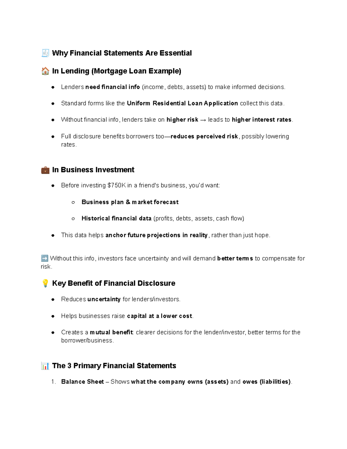 Understanding financial statements in lending and investment (ACC 101 ...