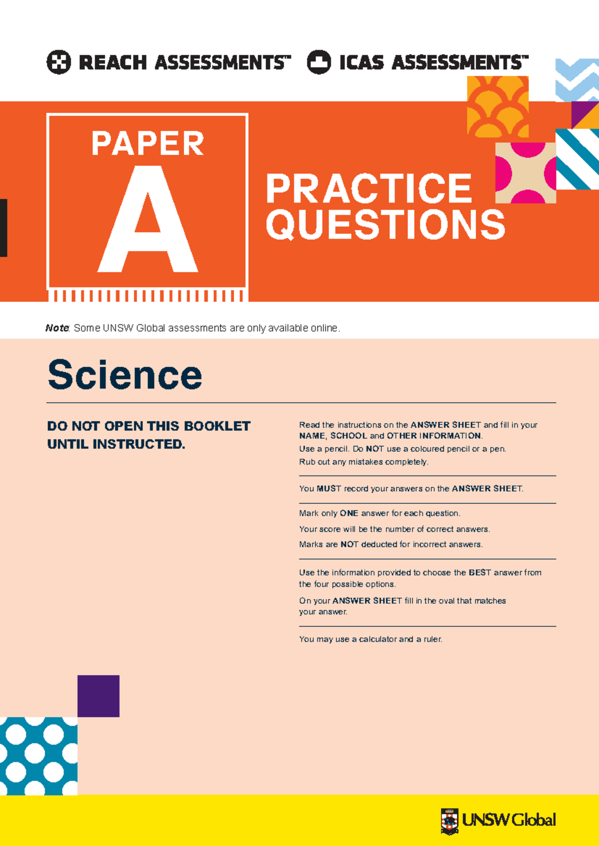 2019 Practice Questions for Science Exam - Paper A (ICAS) - Studocu