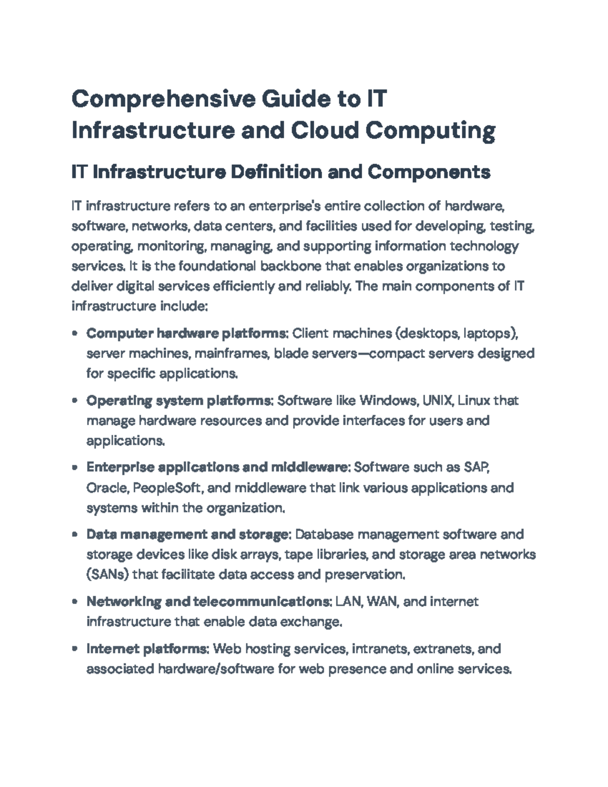 Comprehensive Guide to IT Infrastructure & Cloud Computing (ITC 101 ...