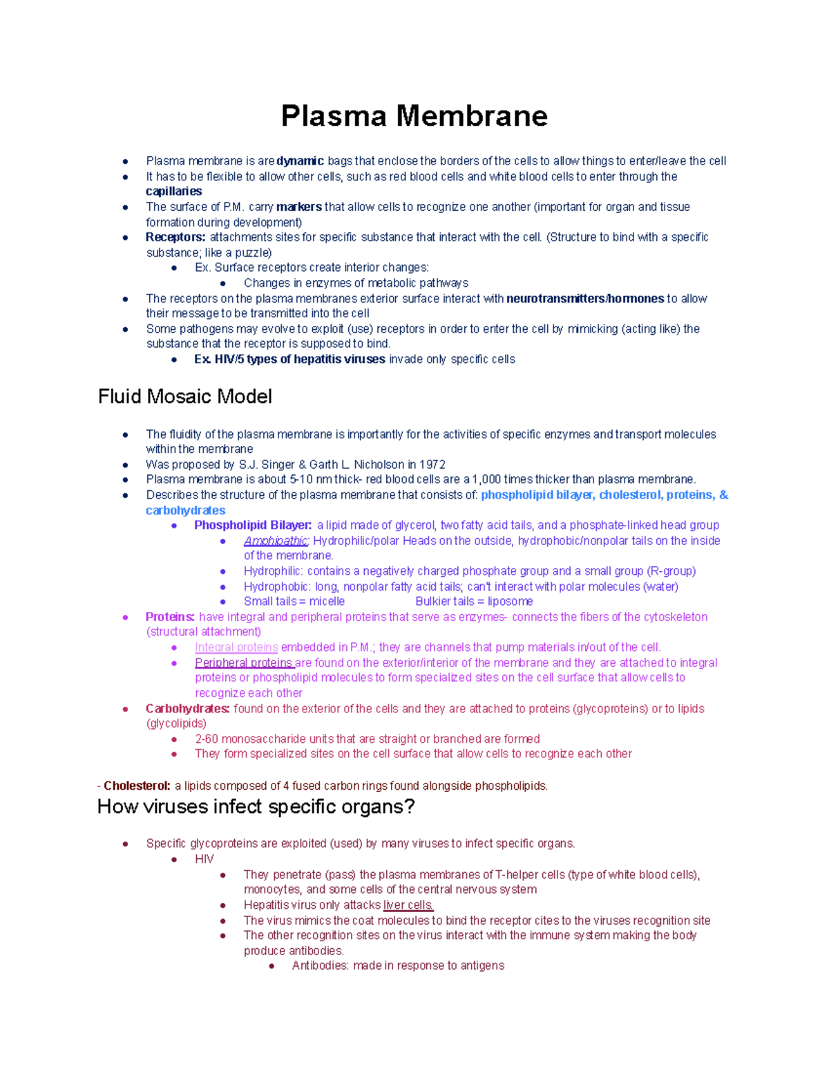 "Week 1 Lecture on Plasma Membrane Structure & Function - BIO 151 ...