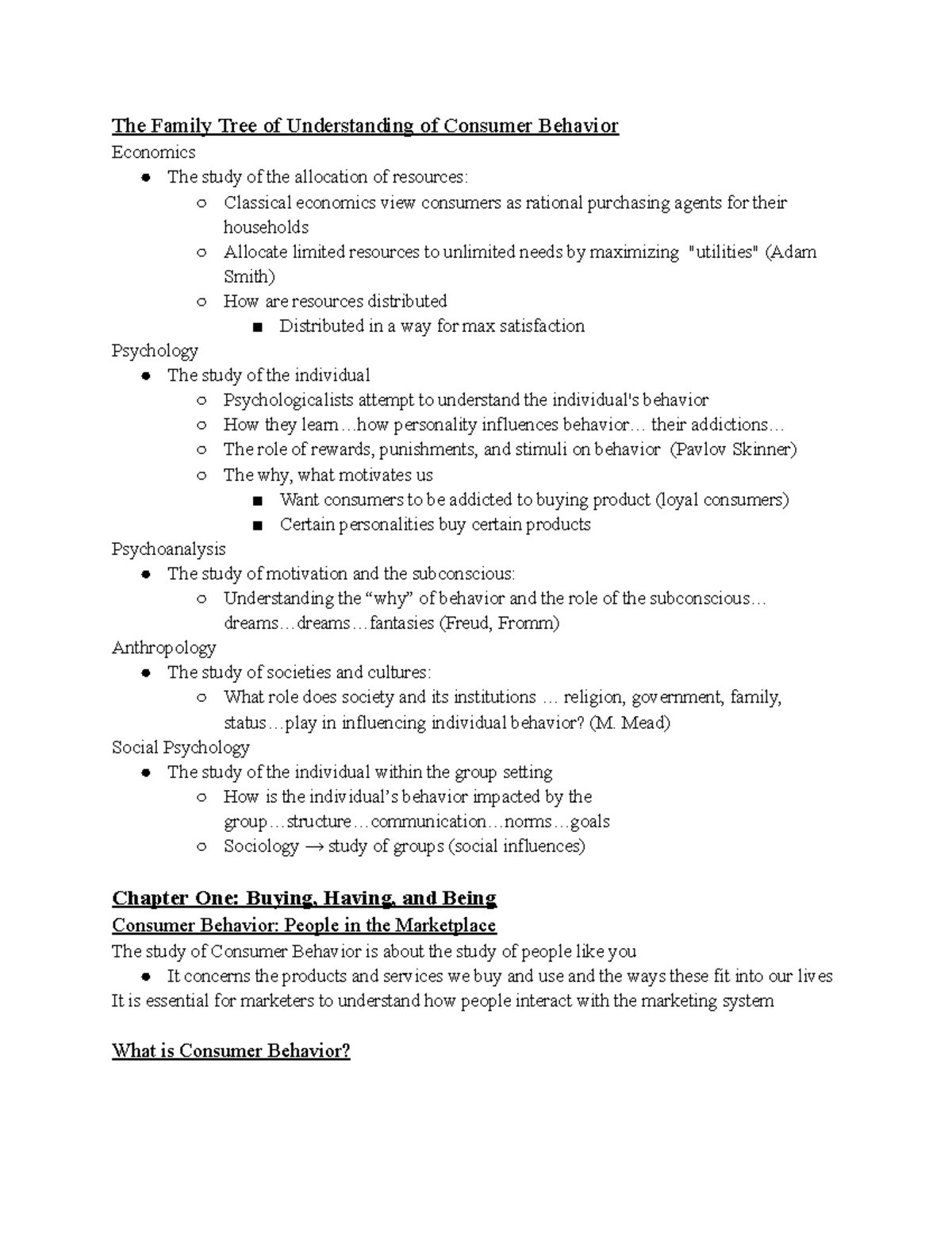 Consumer Behavior Insights: Understanding Marketplace Dynamics (ECO 101) - Studocu