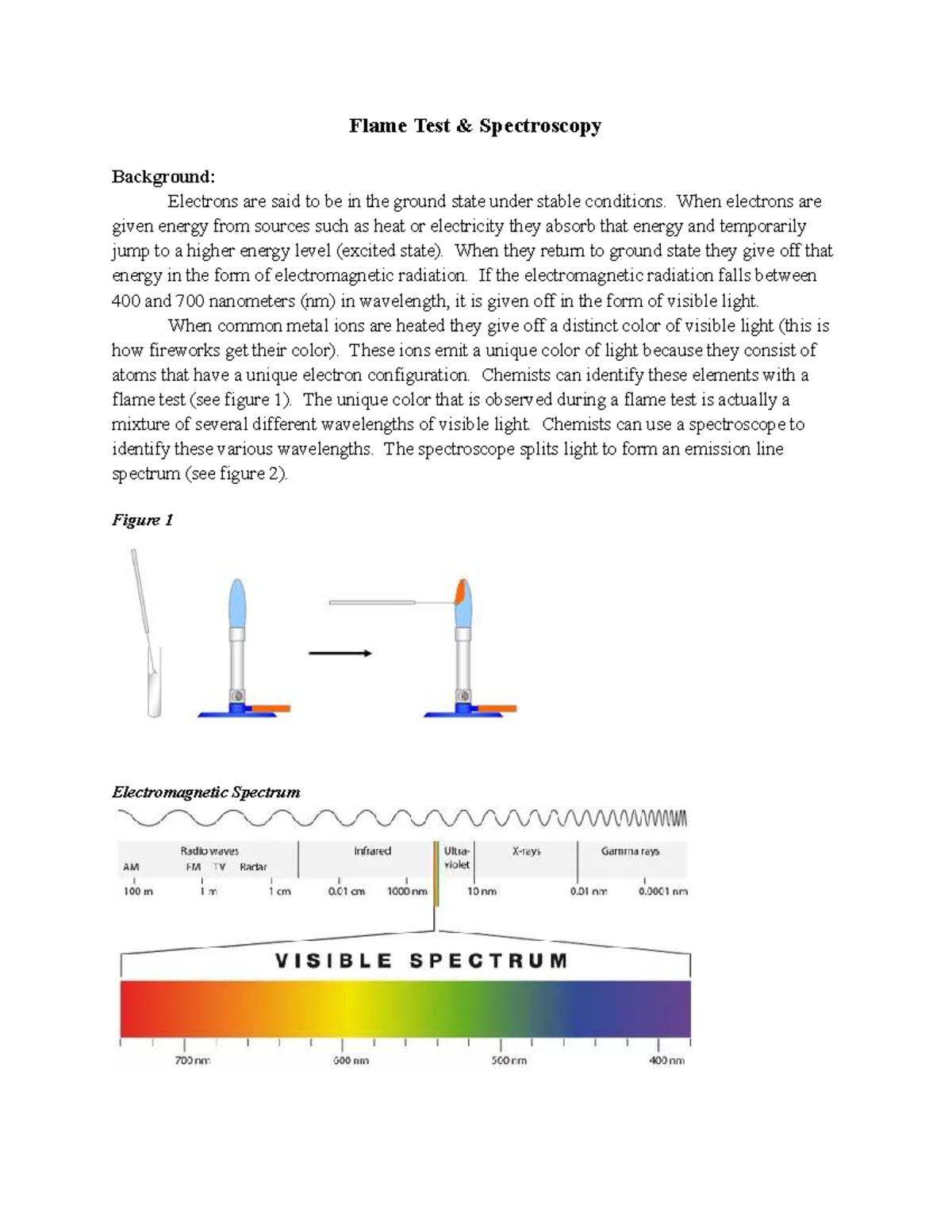 Flame Test Assignment: Identifying Metal Ions via Spectroscopy - Studocu