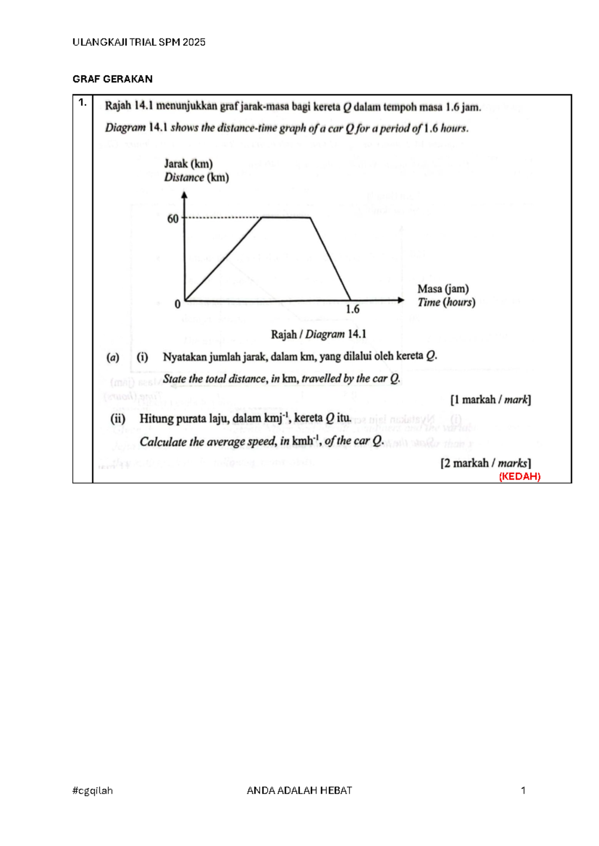 ULANGKAJI TRIAL SPM 2025: GRAF GERAKAN & JAWAPAN - Studocu