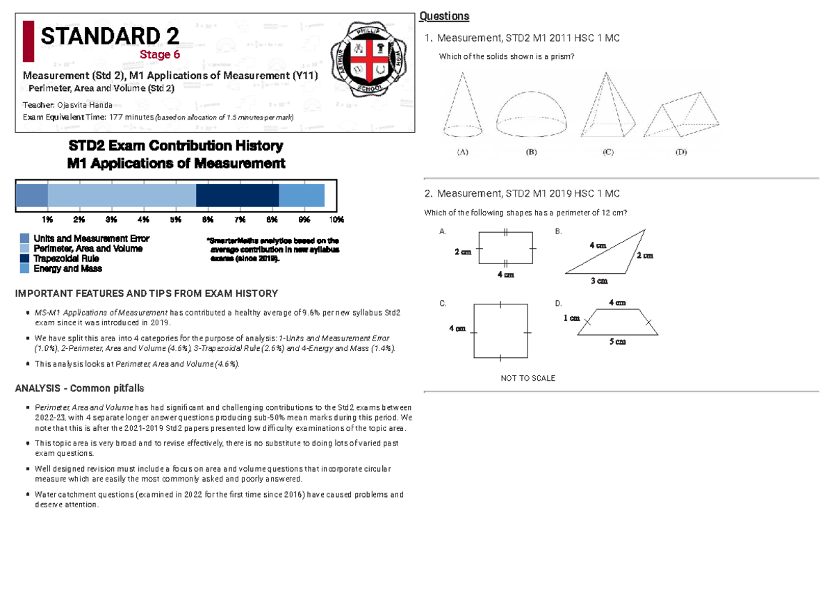 Measurement, STD2 M1 Perimeter, Area, and Volume Study Guide - Studocu