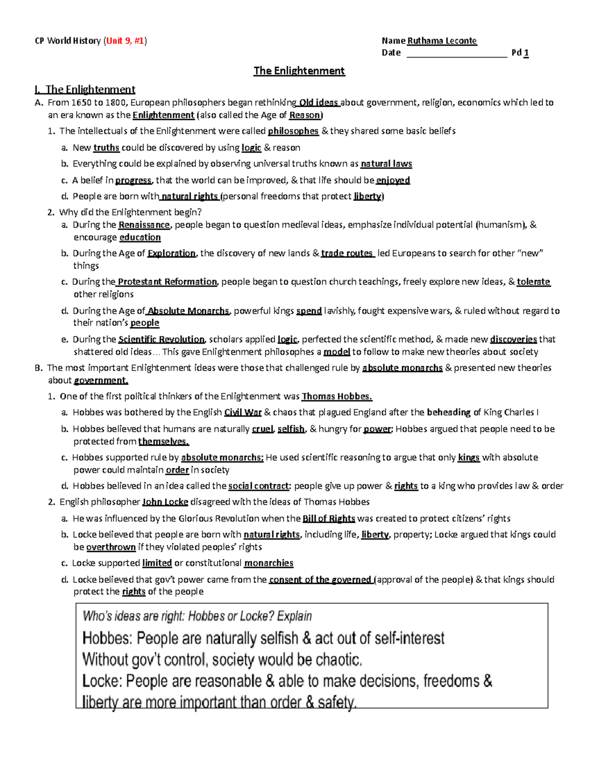 #1 Enlightenment (2010-2011 ). 1 30 - CP World History (Unit 9, #1 ...